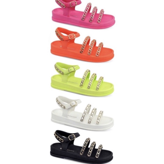 Papete Feminina Corrente Birken Preto/Off/Lemon - Faz a Boa!