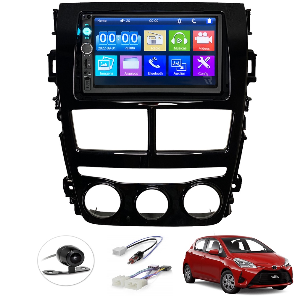 Kit Central Multimidia DVD 2 Din Mp5 Toyota Yaris Ar Analógico | Shopee Brasil