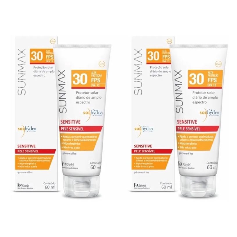 Kit 2 Protetor Solar Sunmax Sensitive Fps 30 UVA 13 60ml Pele Sensivel ...