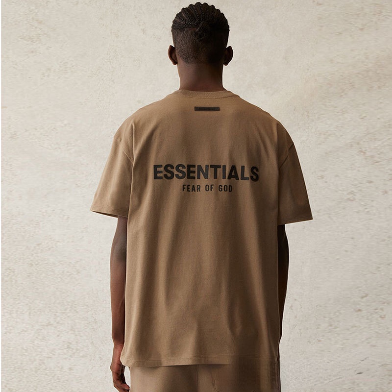 ESSENTIALS FG Loose Cotton Moss Taupe Camiseta Manga Curta FEAR OF GOD FOG Homens Mulheres ...