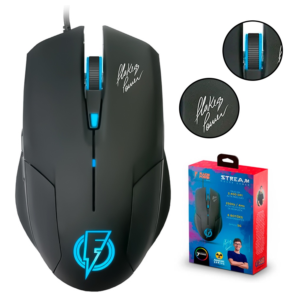 Mouse gamer flakes power stream 2400dpi flkm002 | Shopee Brasil
