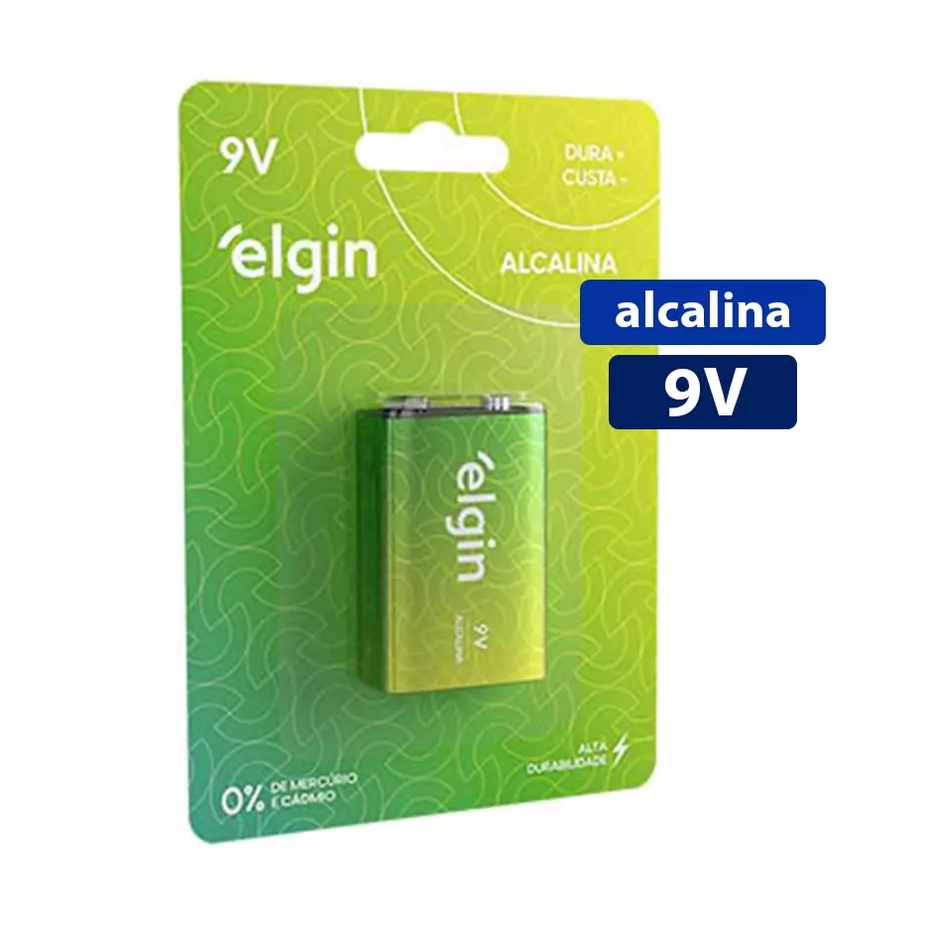 Bateria 9v Alcalina Elgin P/ Controle Brinquedo Multímetro Arduíno ...