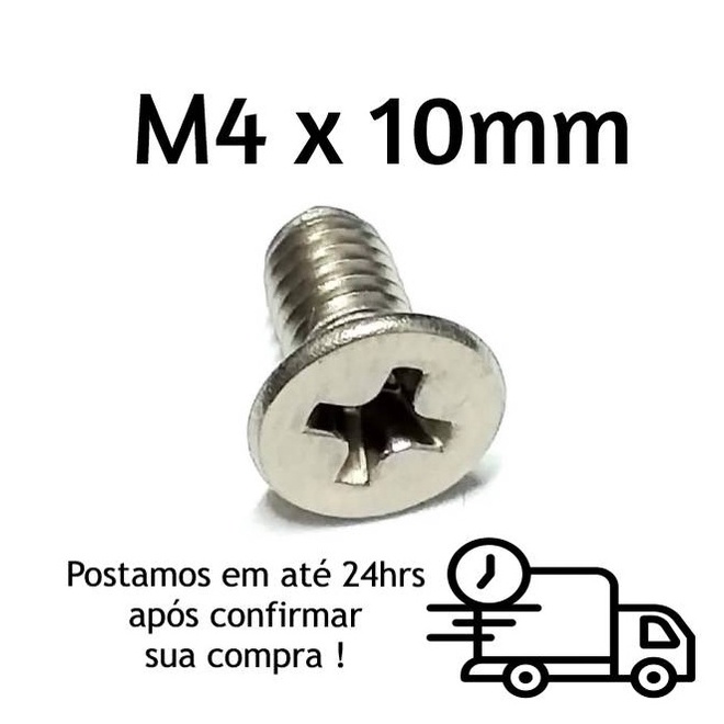 Parafuso INOX Cabeça Chata Phillips M4 X 10mm | Shopee Brasil