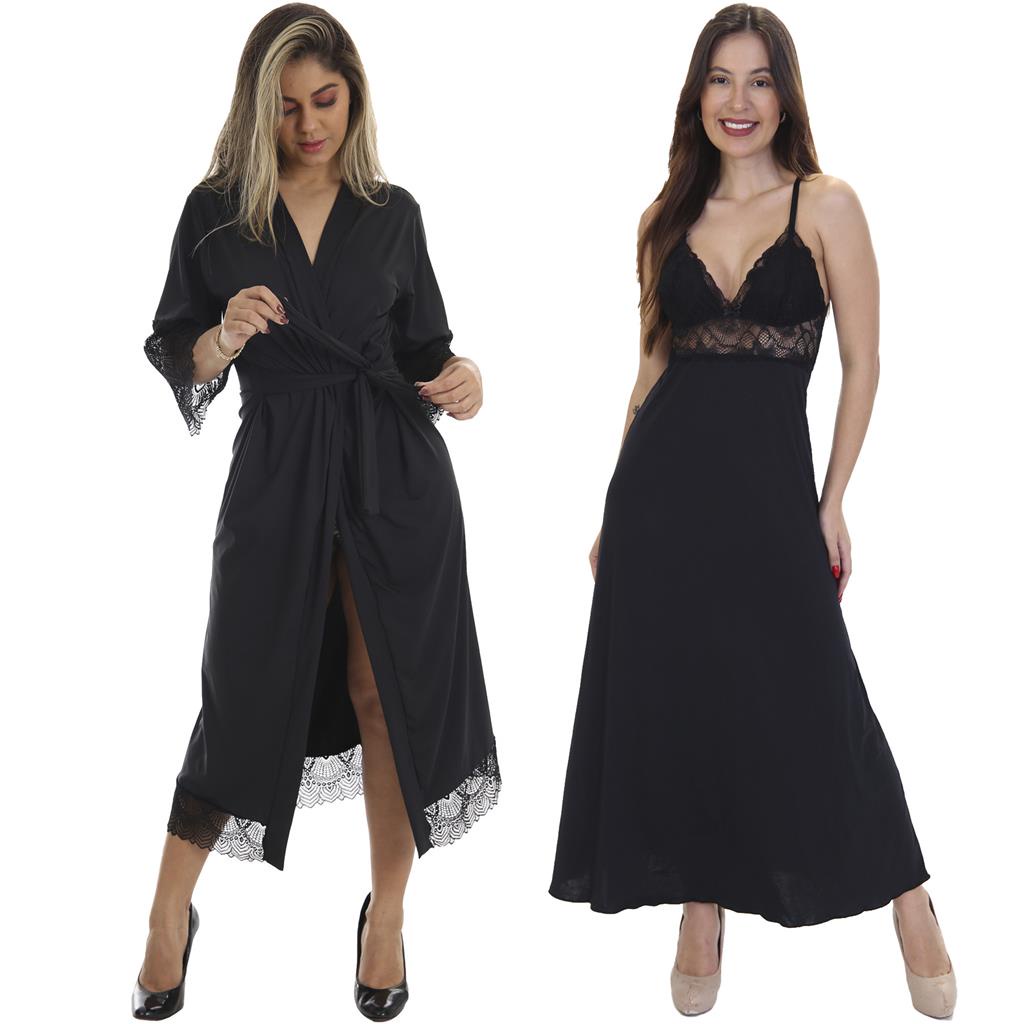 Kit de Robe Medusa longo e Camisola Jade longa de Microfibra Light e ...