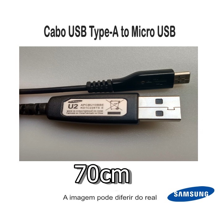 Cabo Micro USB Samsung Preto 70cm | Shopee Brasil