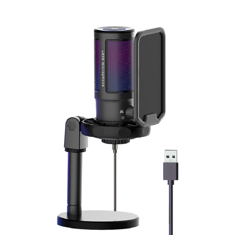Microfone USB U850 Com 3 Modos RGB Para Streaming De Jogos Filtro Pop ...