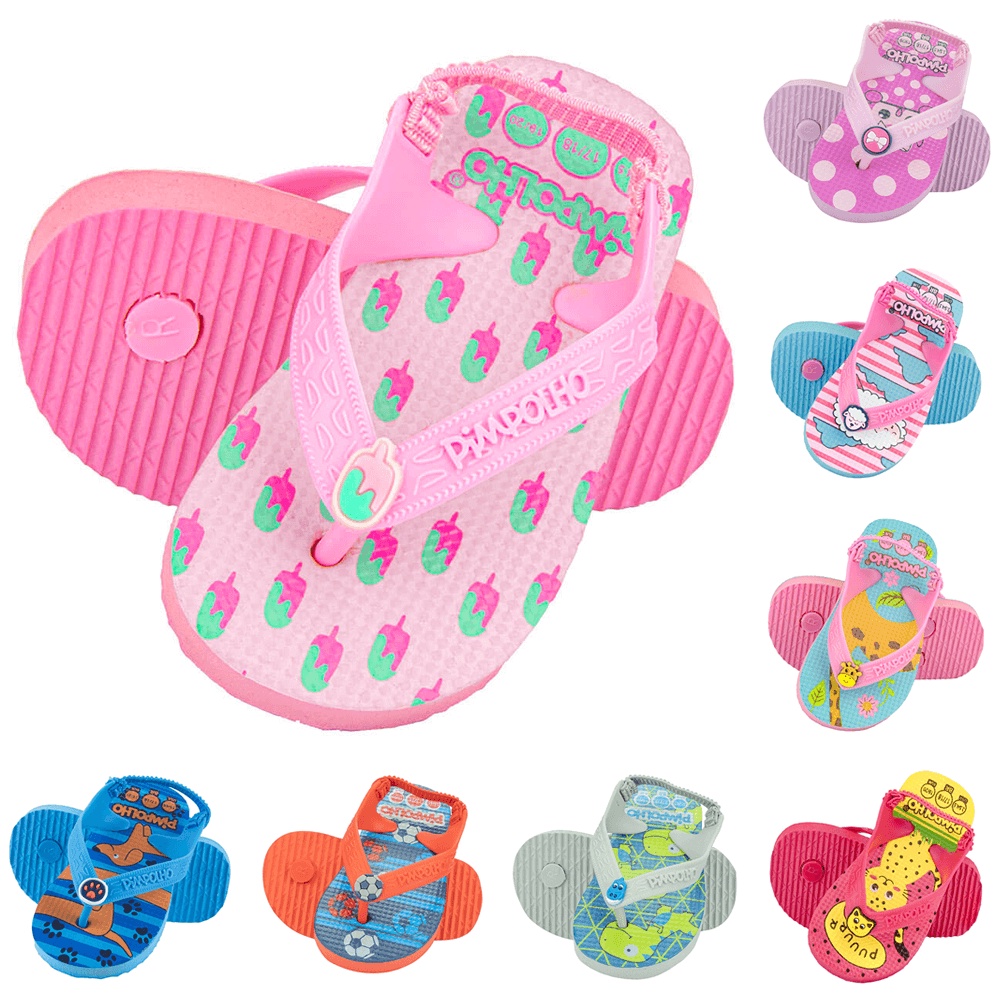 Chinelo Bebê Infantil C/ Elástico Pimpolho Bichinhos Menino Menina Tam ...