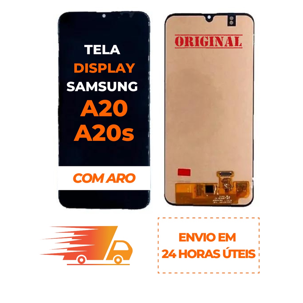 Tela Frontal Display SAMSUNG Galaxy A20 A20s A205 A207 COM ARO AMOLED Touch Completo Original ...