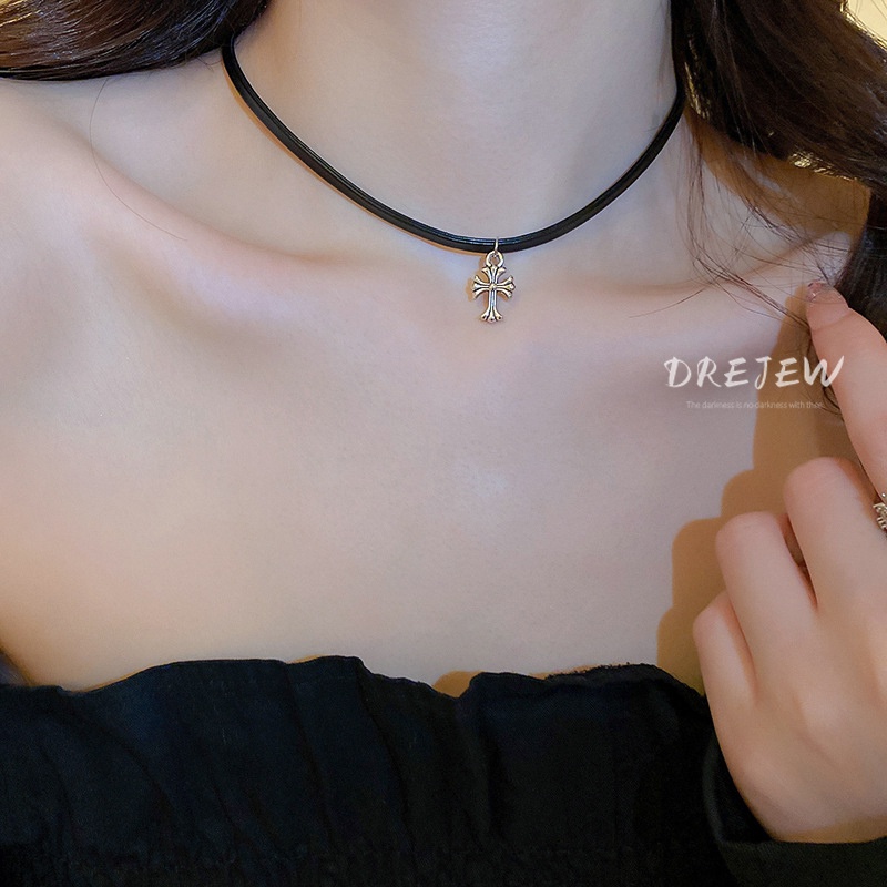 Colar de Couro Sweet Cool Cross Colar de Couro Colar de Design Simples ...
