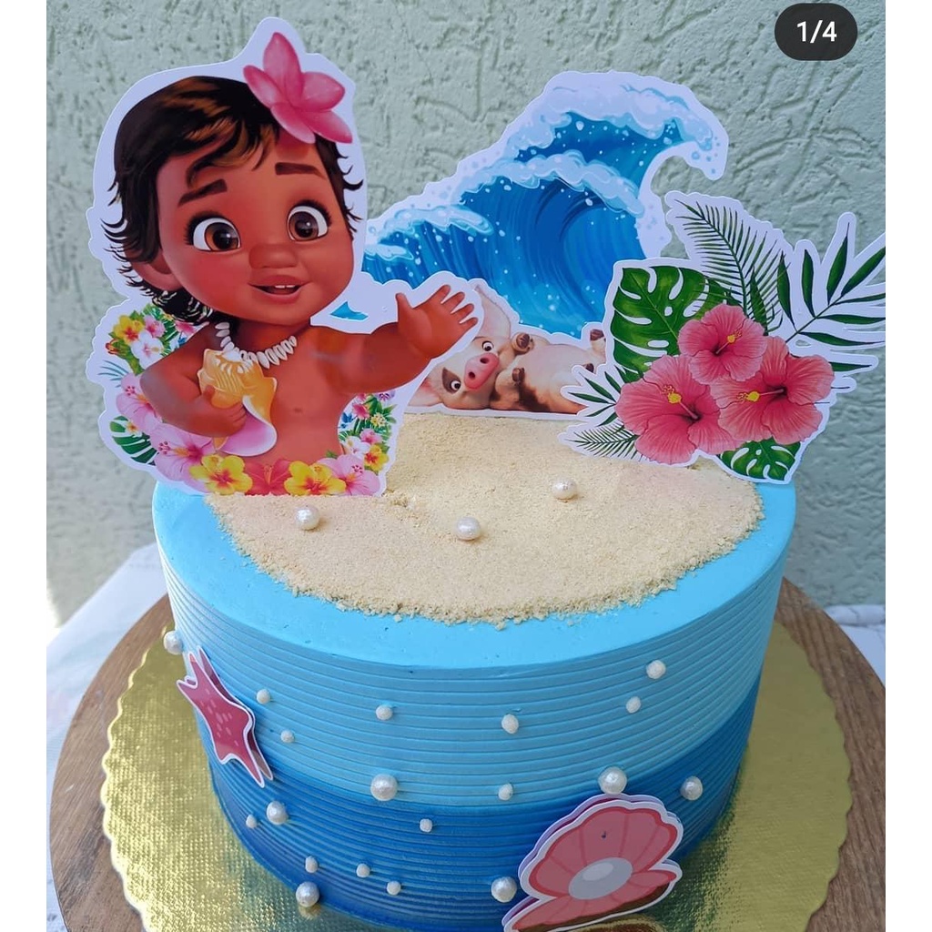 Topo de Bolo Moana Baby Personalizado | Shopee Brasil