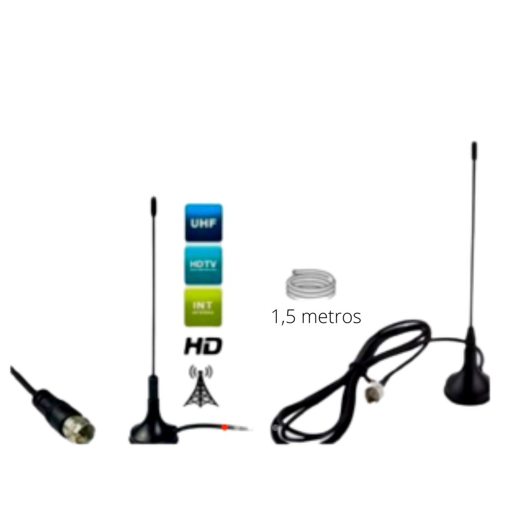 Antena Mini Digital Interna VHF/UHF Para TV e Conversor Digital ...