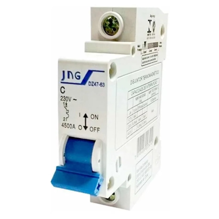 Disjuntor Unipolar Din JNG 06A/10A/16A/20A/25A/32A/40A/50A/63A/70A/80A/100A Curva C | Shopee Brasil