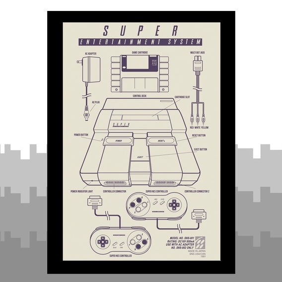 Quadro - Placa - Poster Decorativo - SNES Super Nintendo | Shopee Brasil
