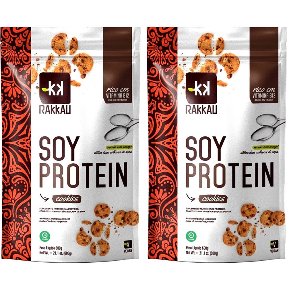 Kit 2 Soy Protein Cookies Rakkau 600g Vegano Proteína Soja | Shopee Brasil