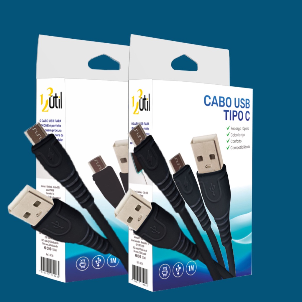 CABO USB TIPO C E V8 TURBO MICRO USB DE 1 METRO | Shopee Brasil