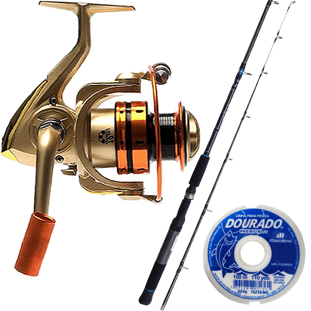 Kit Pesca Molinete Maruri 7 Rolamentos Vara Linha 100m | Shopee Brasil