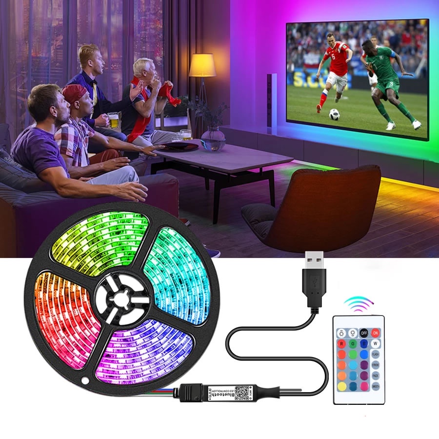 Fita Led Para PC e TV RGB 5v Com Entrada Usb 5050 2 Metros Controle ...