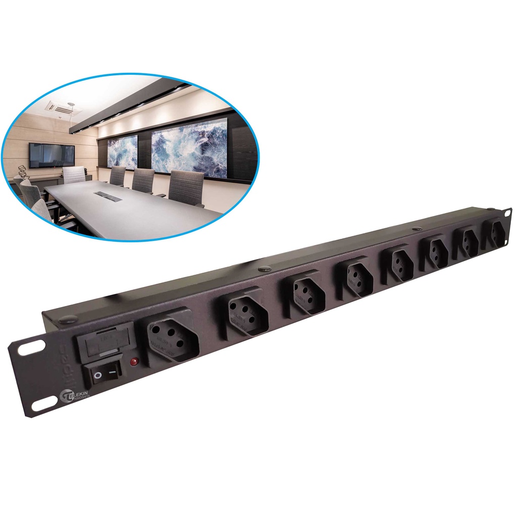 Regua Eletrica Filtro de Linha 8 Tomadas Para Rack 19" Cabo 1,10 Metros ...