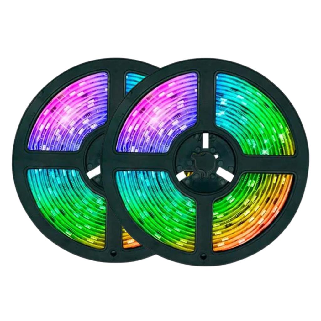 Kit 2 Fita LED RGB Gamer 5m 12v IP65 Com Controle Sem Fonte | Shopee Brasil