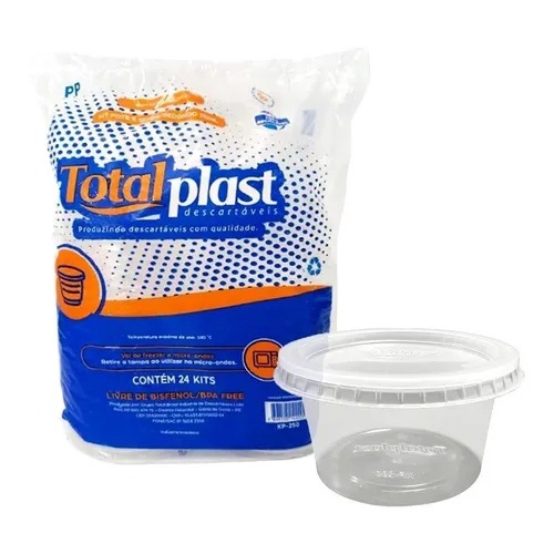 POTE PLAST PP KIT COM TAMPA TRANSP REDONDO 500ML TOTALPLAST 1X24UND (KP-500) | Shopee Brasil