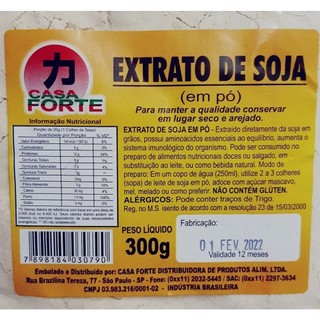 02 Extrato De Soja Em Pó 300g Sem Glúten Casa Forte | Shopee Brasil