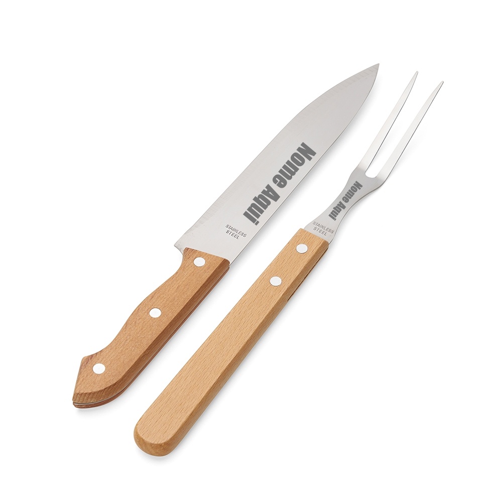 Kit Churrasco Garfo e Faca Personalizada com Nome a Laser | Shopee Brasil