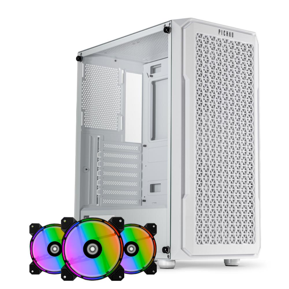 Kit Gabinete Gamer Apus White + Kit Ventoinhas Z200 RGB 3X ...