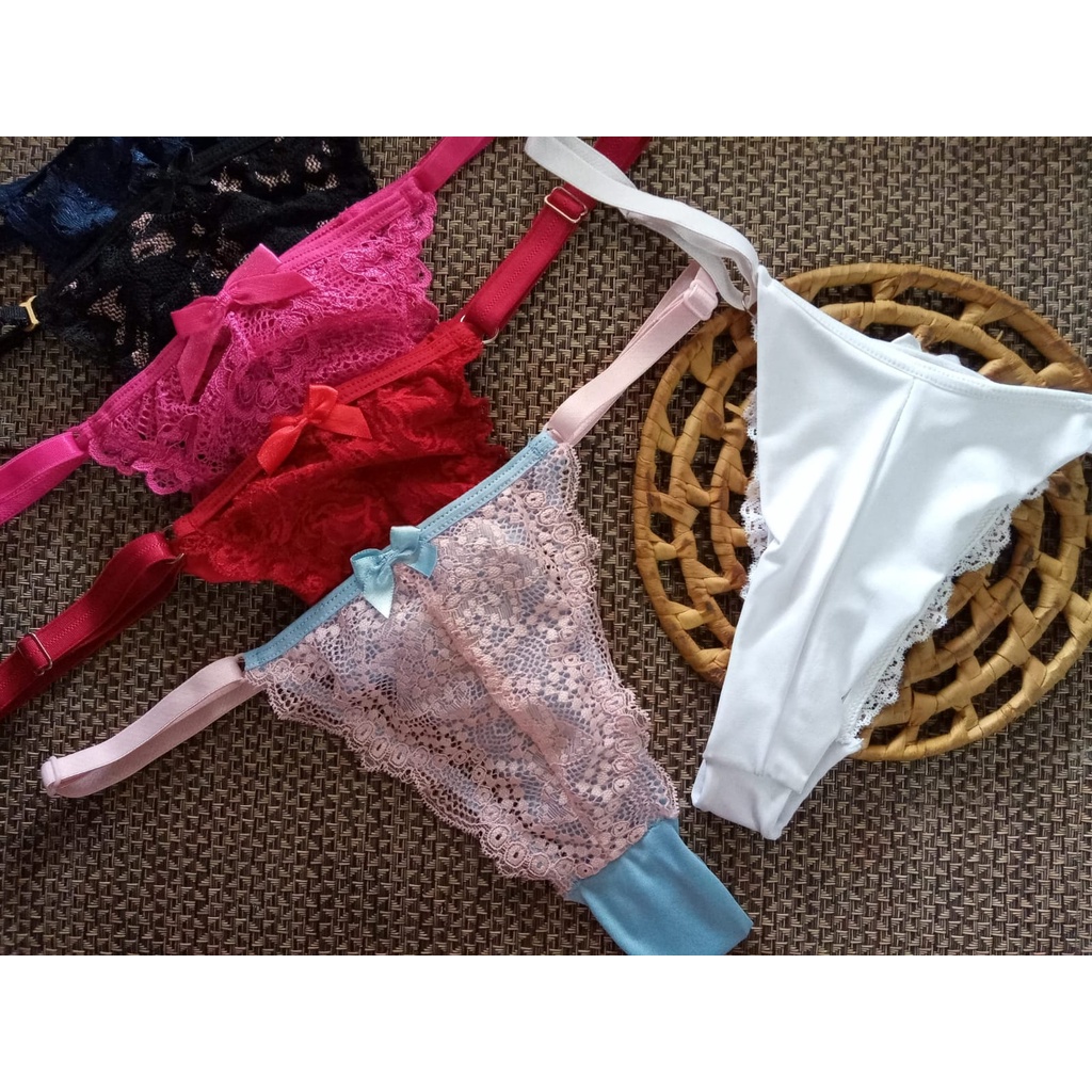 Kit 10 Calcinha String Renda fio duplo-Fio dental sexy regulagem ...