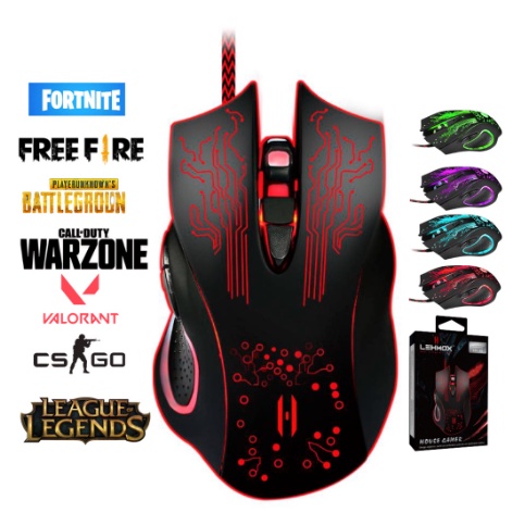 Mouse Gamer Profissional RGB Com 6 Botões LED Ergonômico DPI 2400 LEY - X9 | Shopee Brasil