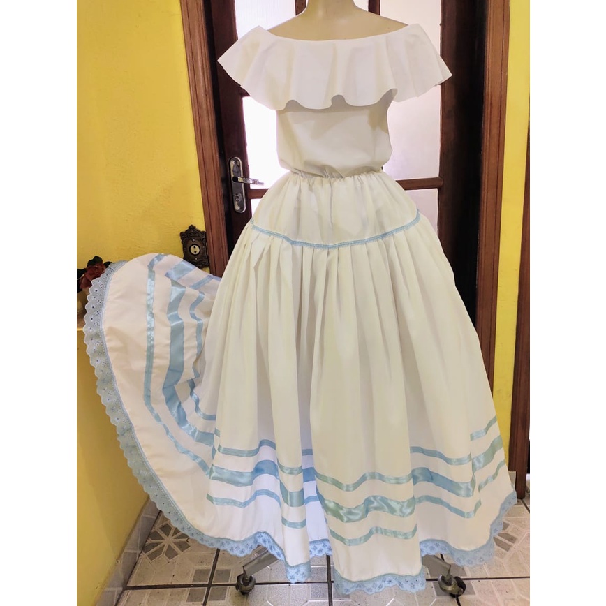 Saia Branca Azul Yemanja Odoya Umbanda Candomble Yao | Shopee Brasil