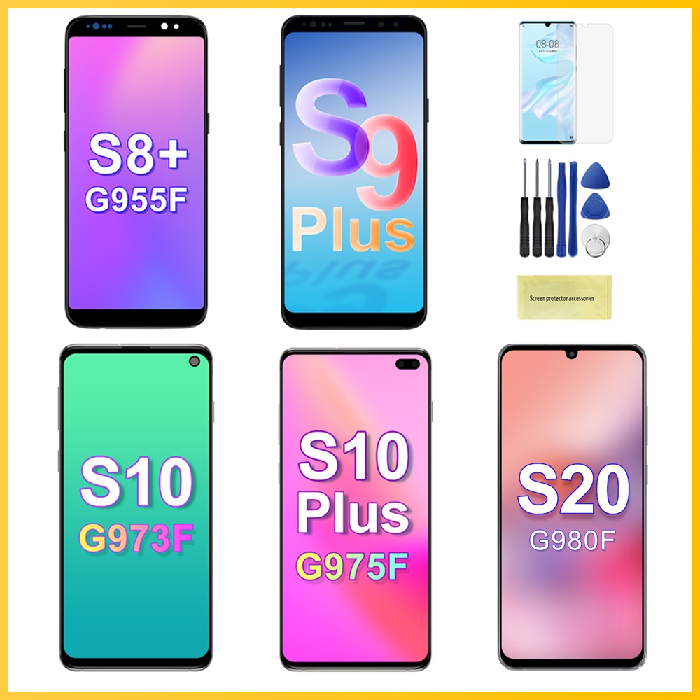 Tela Frontal Display Samsung S8+ G955 S9+ S10 Plus S10+ S20 LCD G973 G980 LCD Touch Com Aro Sem ...
