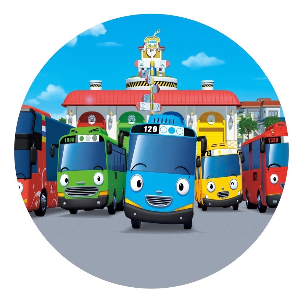 Painel de Festa Redondo Tema Little Bus em Tecido Sublimado 3D | Shopee ...