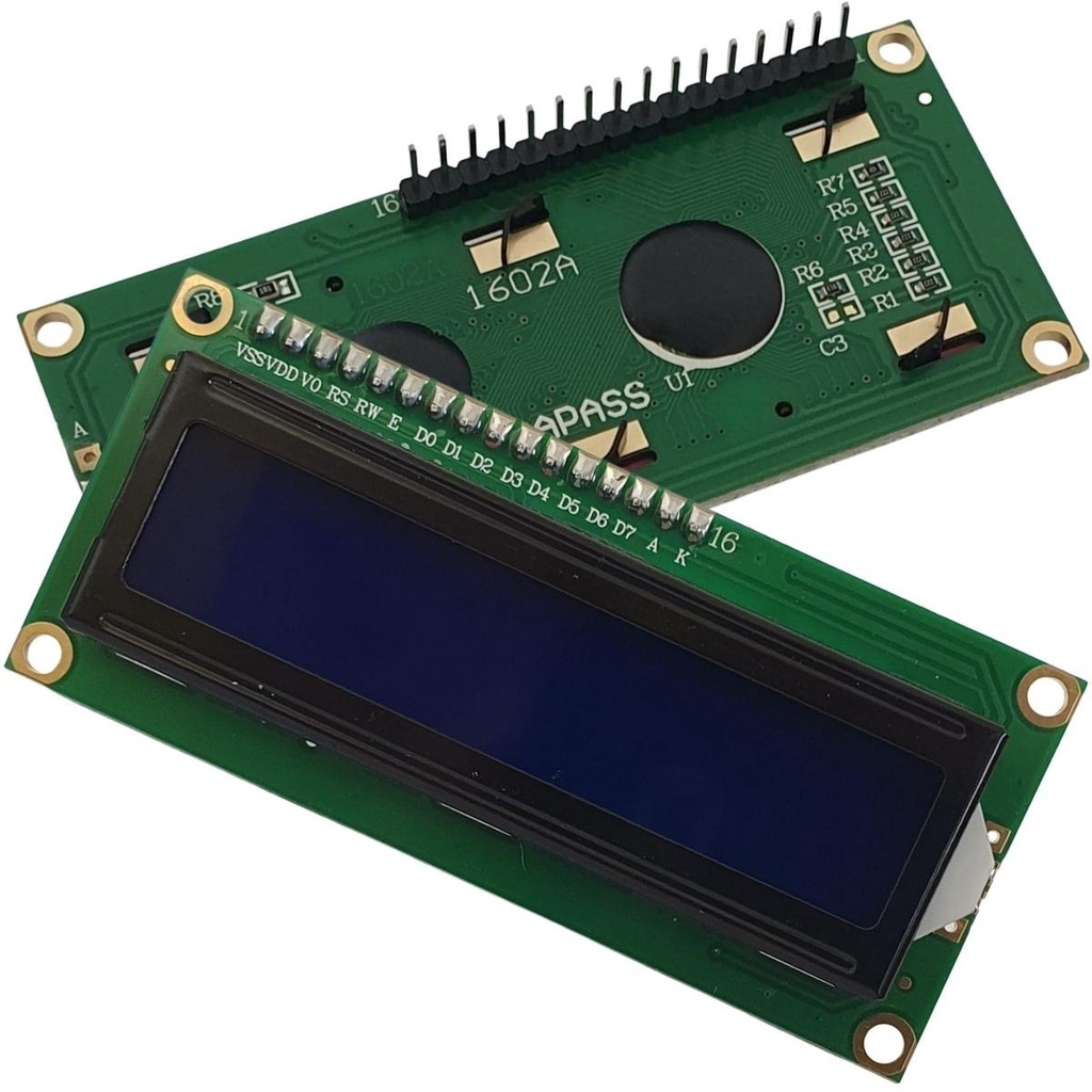 Display tela visor LCD 16x2 1602 com Blacklight Fundo Azul, e pinos ... Display tela visor LCD 16x2 1602 com Blacklight Fundo Azul, e pinos ...