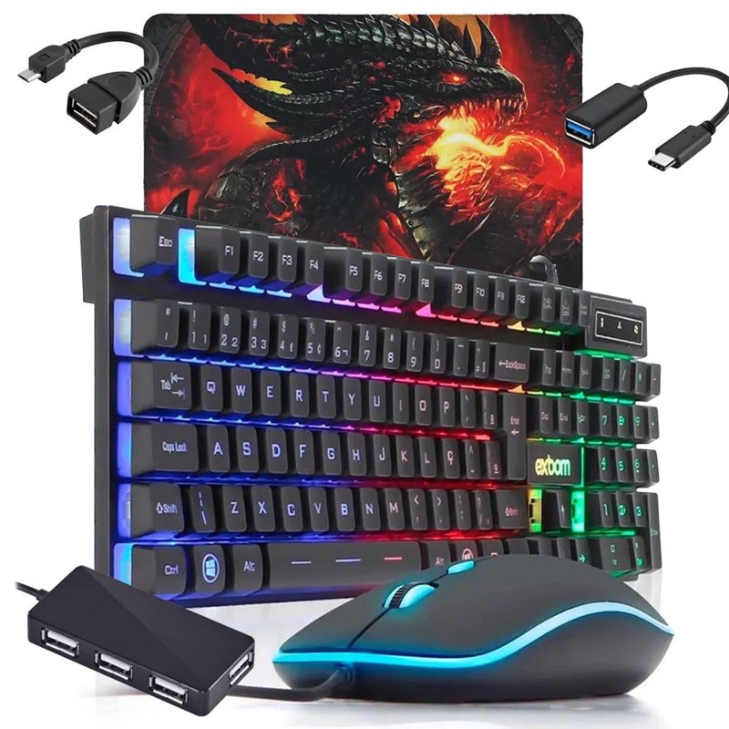 Kit Mobilador Completo Premium Semi Mecanico Teclado e Mouse E Suporte ...