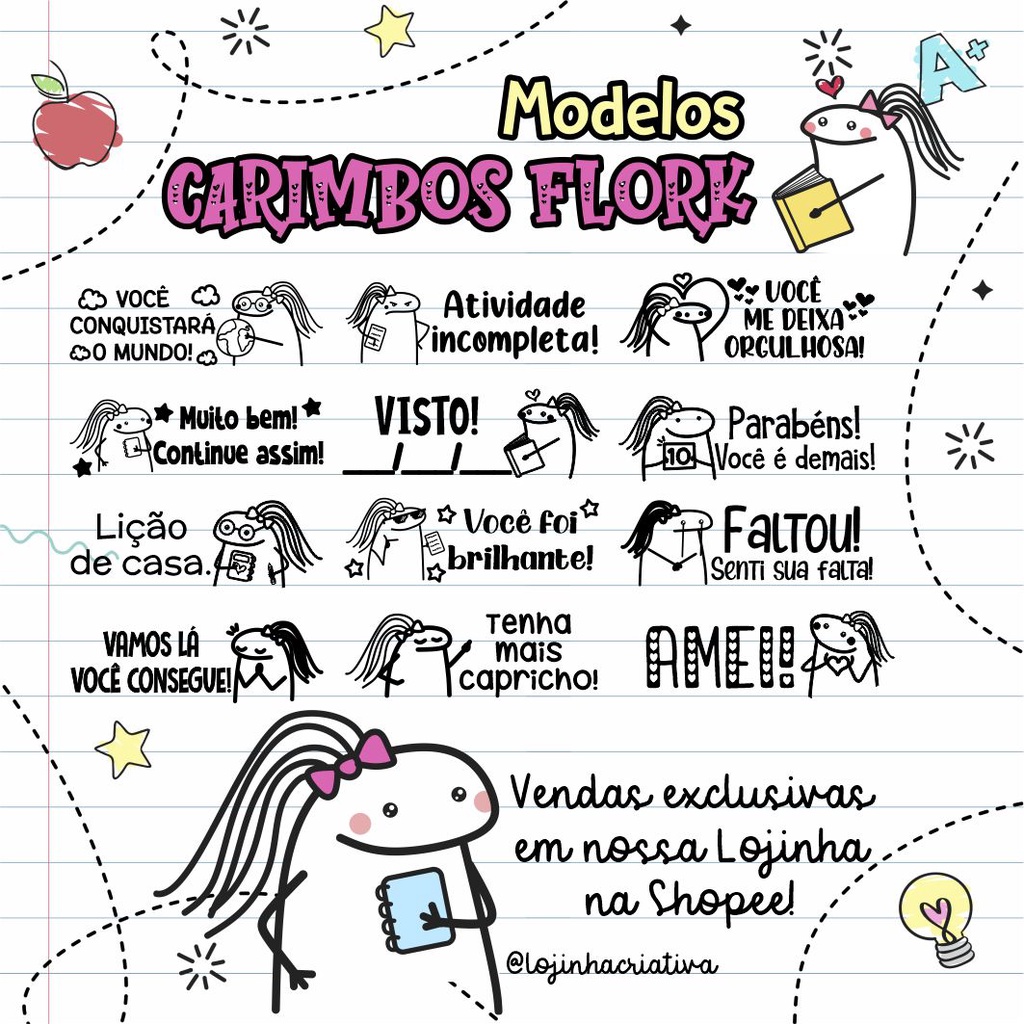 Carimbo Para Professora Flork Pedagógico Professor Escola | Shopee Brasil