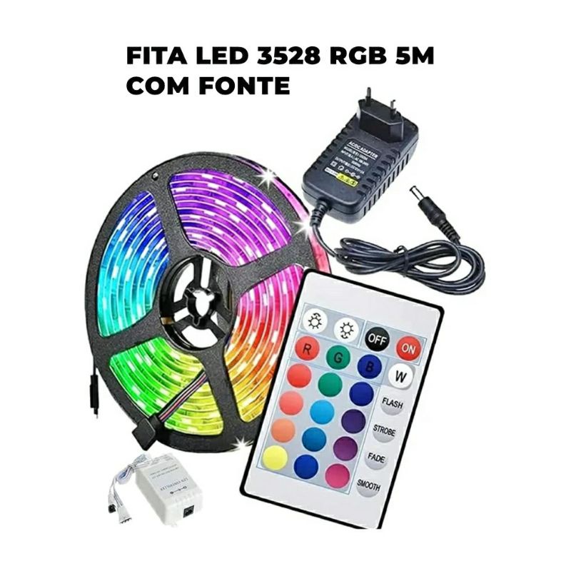 FITA LED 3528 RGB 3 CORES | Shopee Brasil