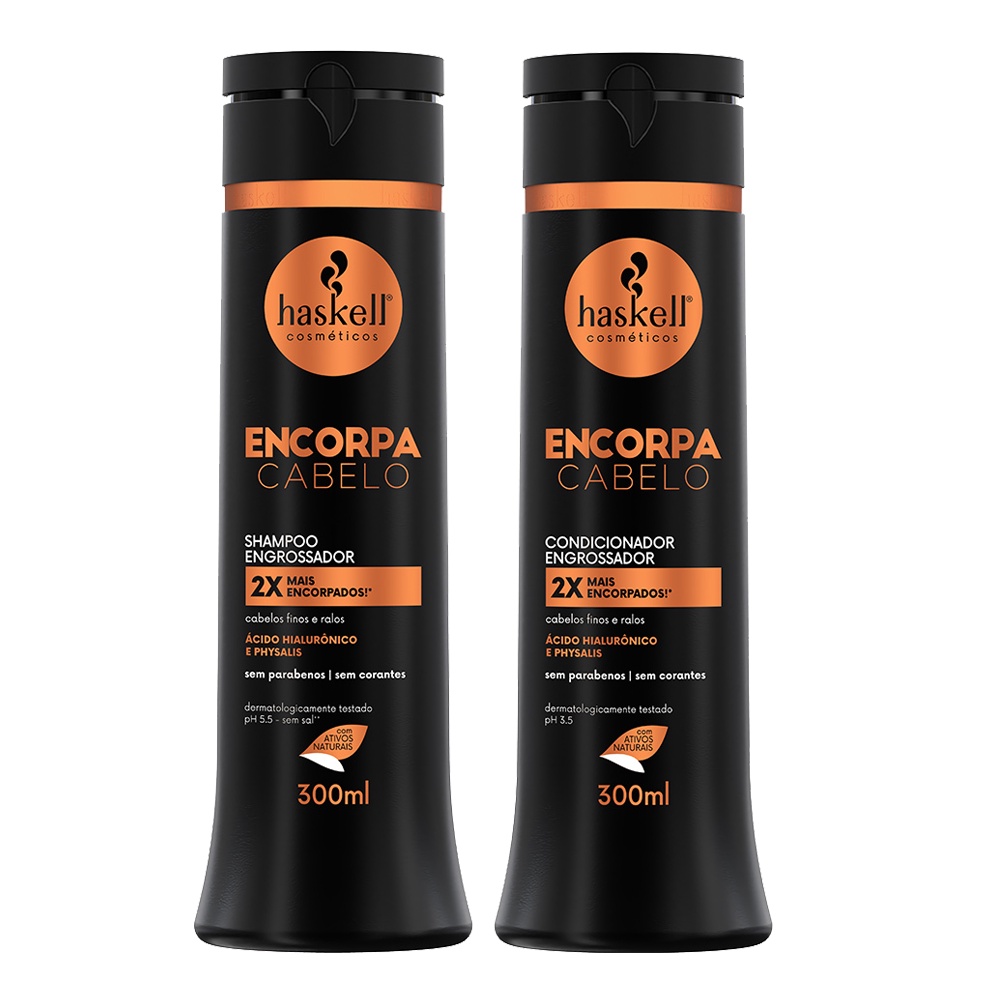 Kit Shampoo e Condicionador Engrossador Encorpa Cabelo Haskell 300ml | Shopee Brasil