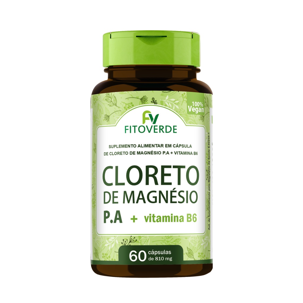 Cloreto De Magnésio C/ Vit B6 60 Cáps 800mg Fito Verde | Shopee Brasil