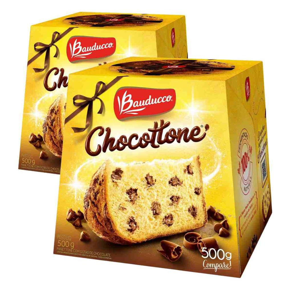 2 Panetones Bauducco, Chocotone, Pannetone de Chocolate 500g | Shopee ...
