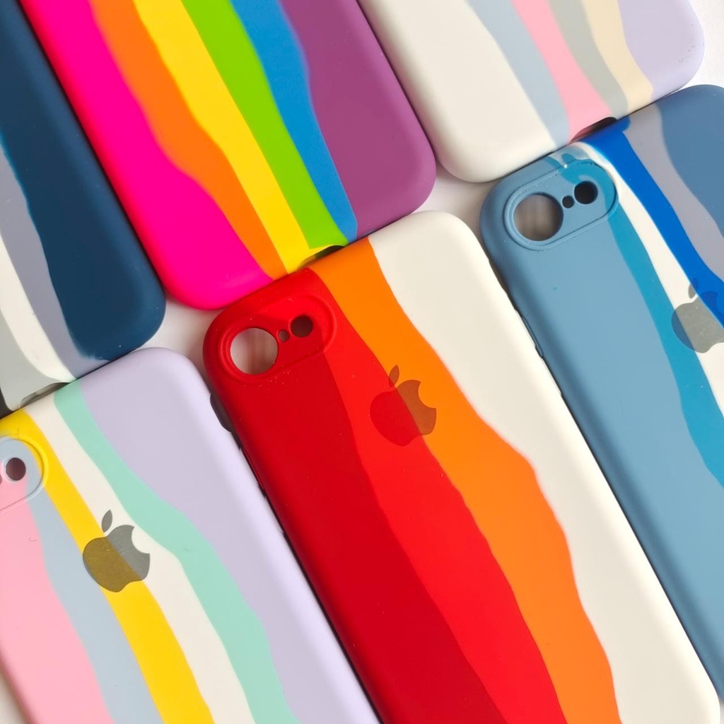 Capinha Colorida Apple Iphone 7/8 Capa Case Forrada Aveludada Arco Iris ...