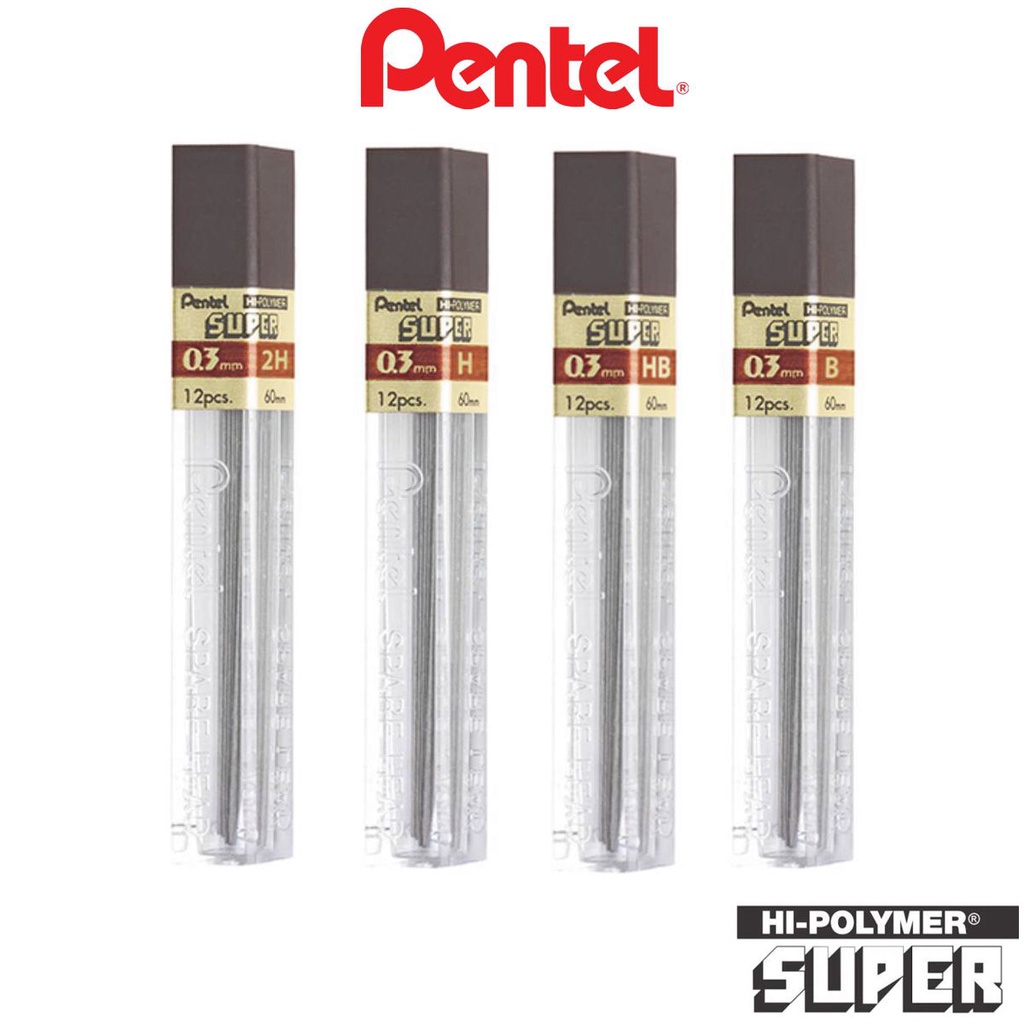 Grafite 0.3mm PENTEL 4H/2H/H/HB/B - Hi-Polymer Super | Shopee Brasil