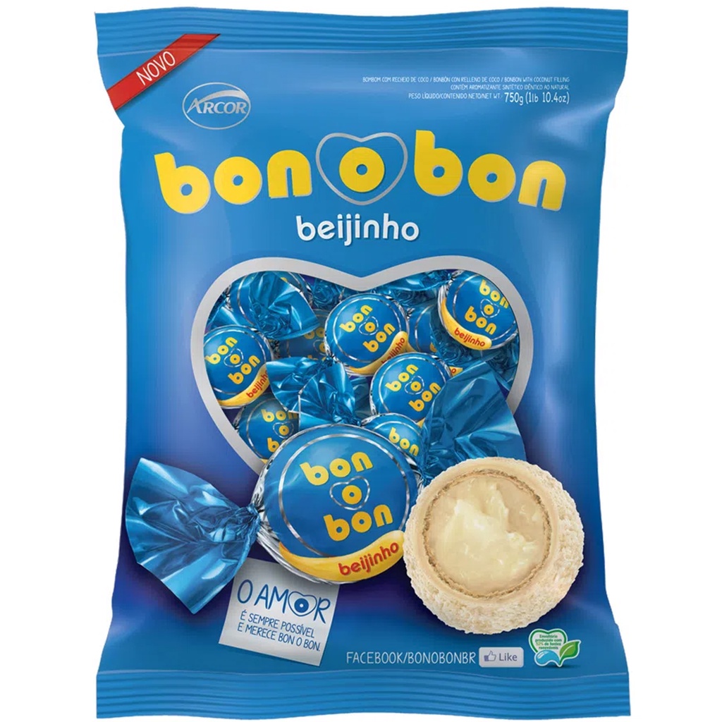 Chocolate Bombom Bonobom Beijinho 750G - Arcor | Shopee Brasil