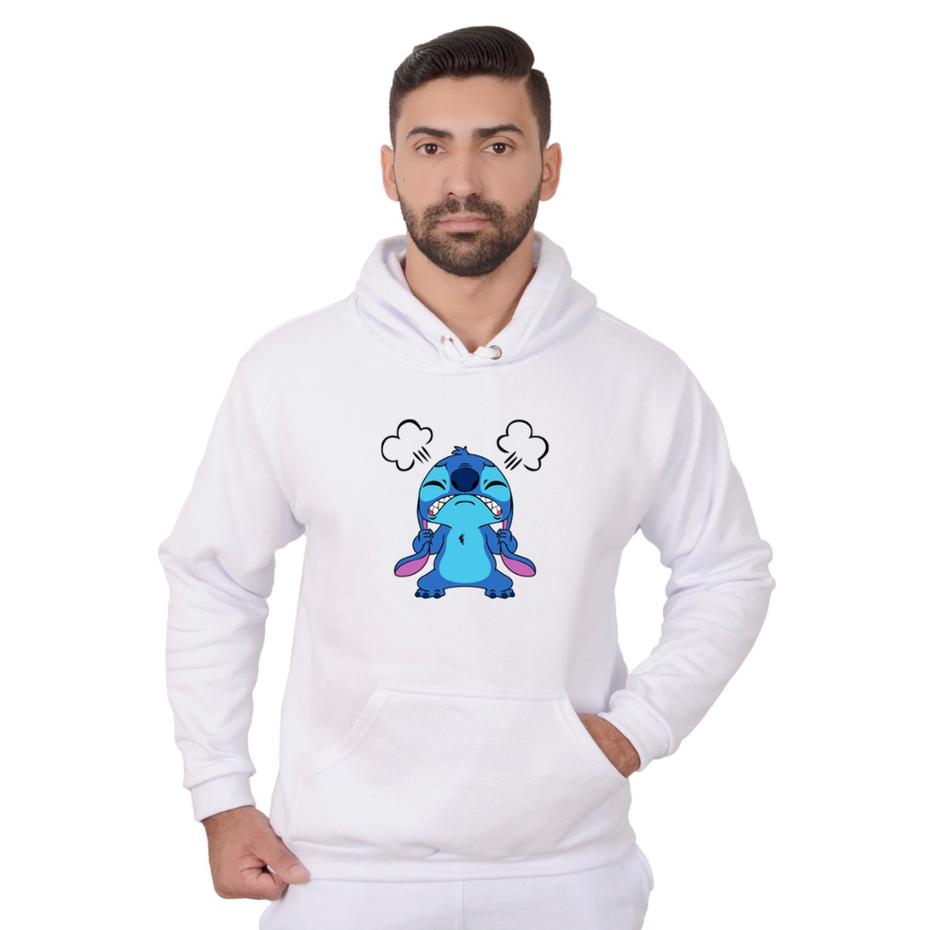 Blusa Moletom Com Capuz Estampa Disney Stitch Bravo | Shopee Brasil