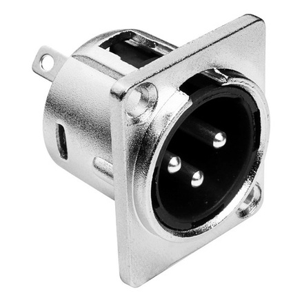 Conector Plug Xlr Macho Painel Quadrado 3 Pinos Niquelado Linha Profissional LU-71286 Luminos ...
