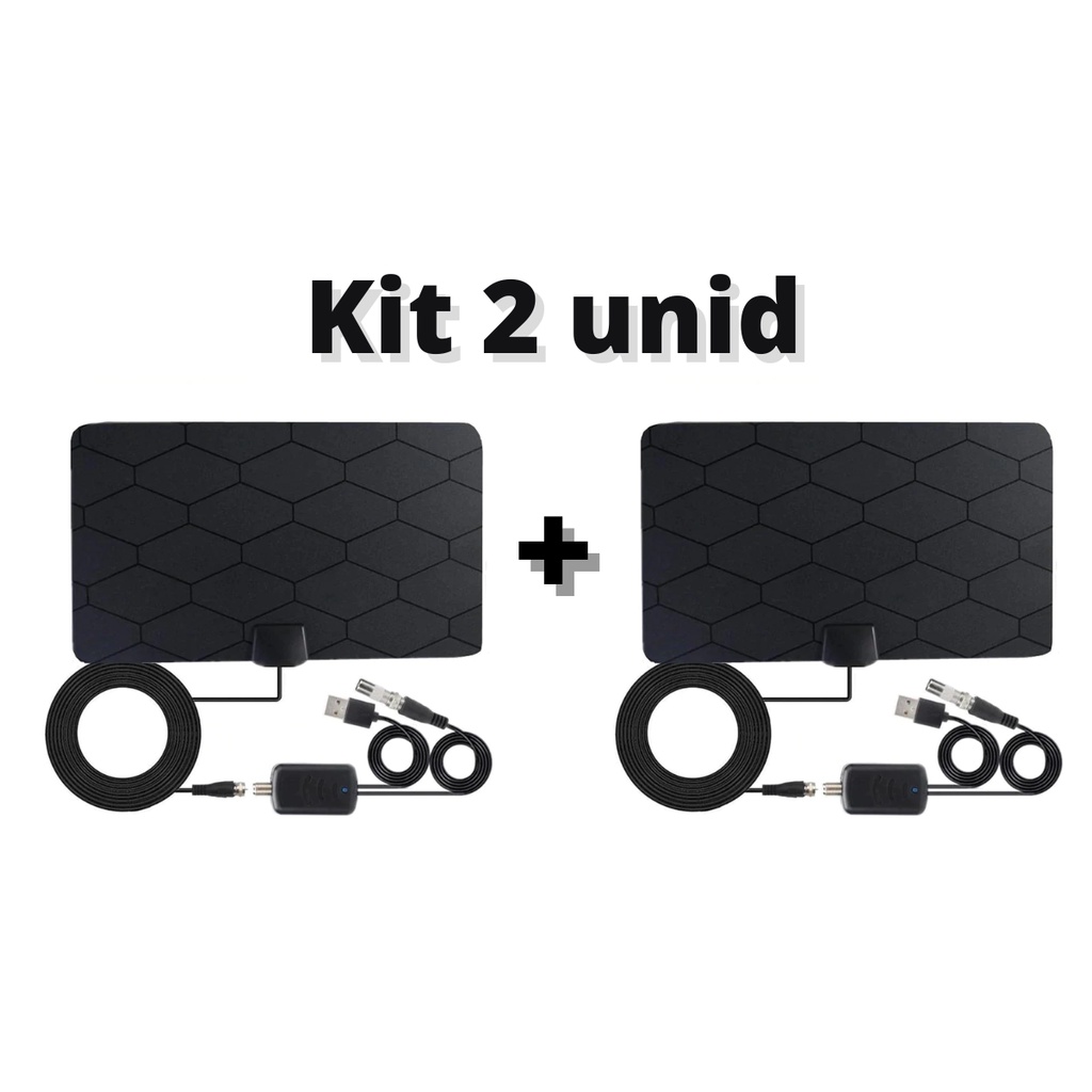 Kit C/2 Antena Digital Interna Amplificada p/ Canais Abertos de TV Hdtv ...