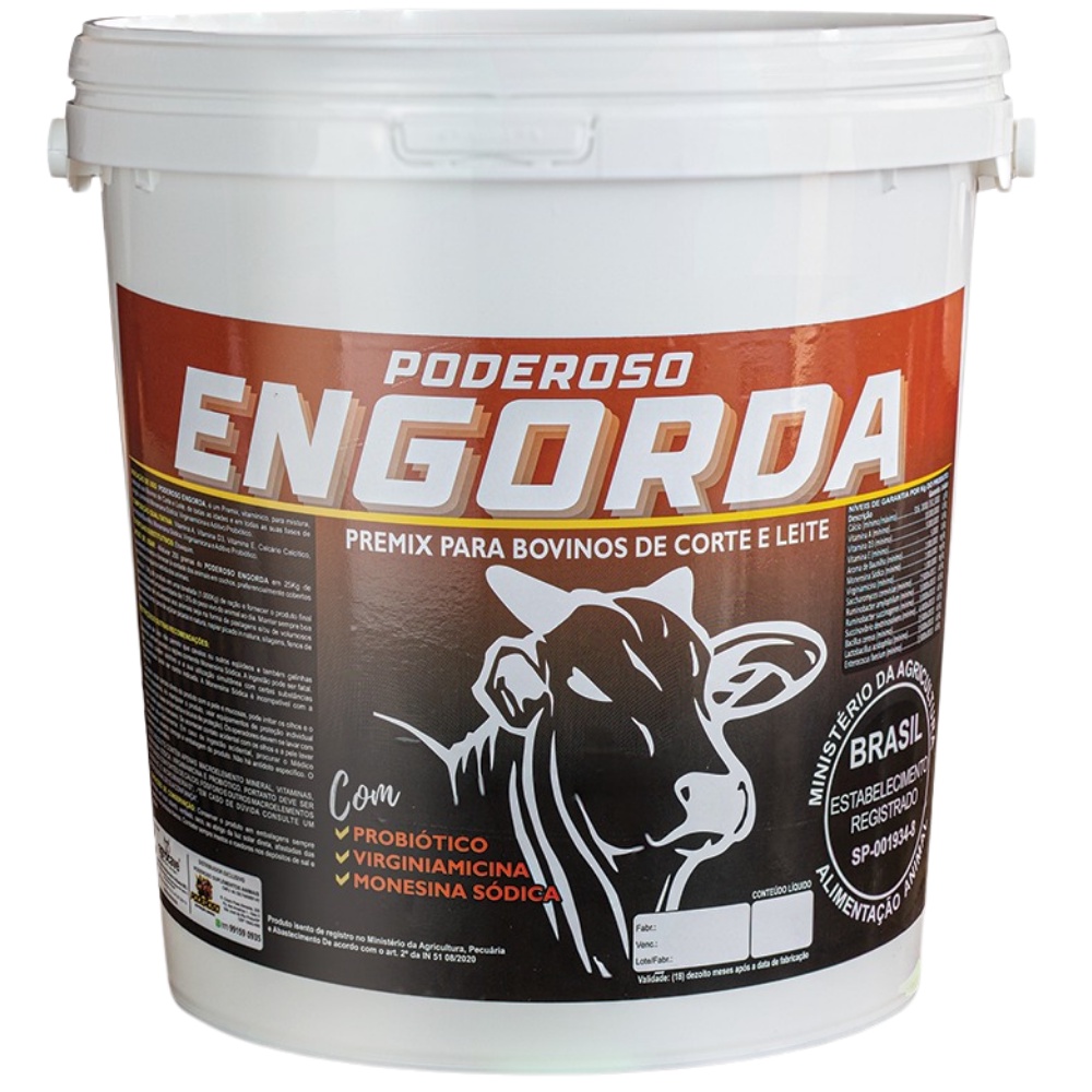 Poderoso Engorda Premix Bovino Monensina Virginiamicina 10kg | Shopee ...