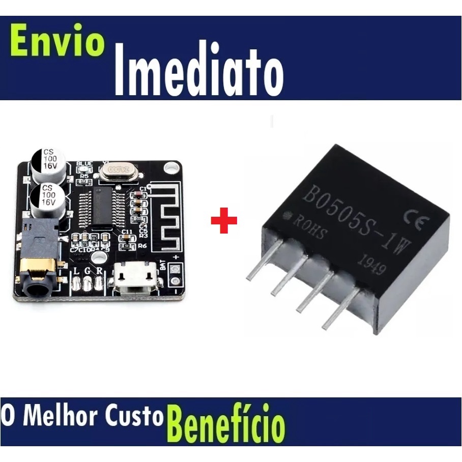 Módulo Receptor Placa Bluetooth + Conv. Isolador 12V ou 5V Escolha ...