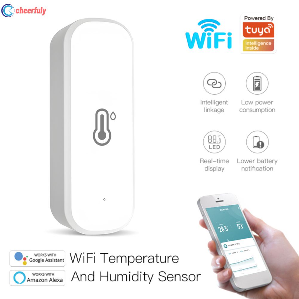 Tuya Wifi Inteligente de Temperatura E Umidade Sensor de Controle de Voz Trabalhar Com Alexa E ...