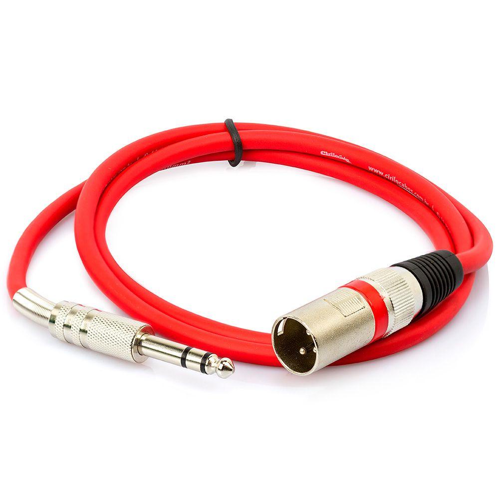 Cabo P10 para XLR Macho Vermelho Estereo - 1 Metro | Shopee Brasil