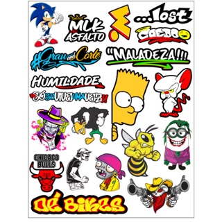 Super Cartela 240 Adesivos variados, Vinil para bicicleta, moto, carro, Kit, figurinhas ...